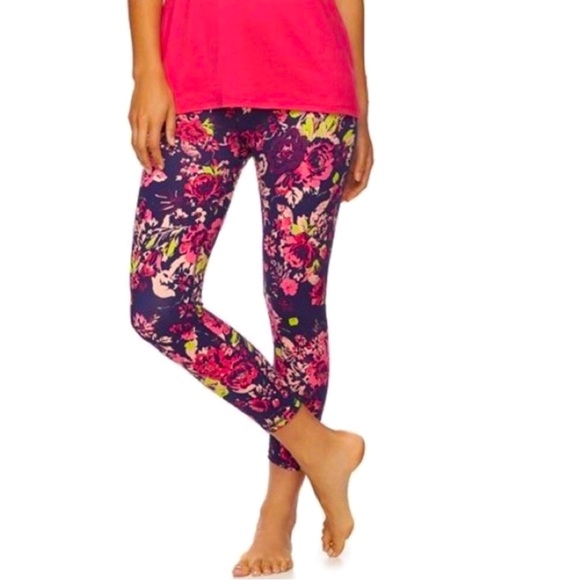 GAIAM | Pants & Jumpsuits | Gaiam Cropped Leggings Floral Purple Pink ...